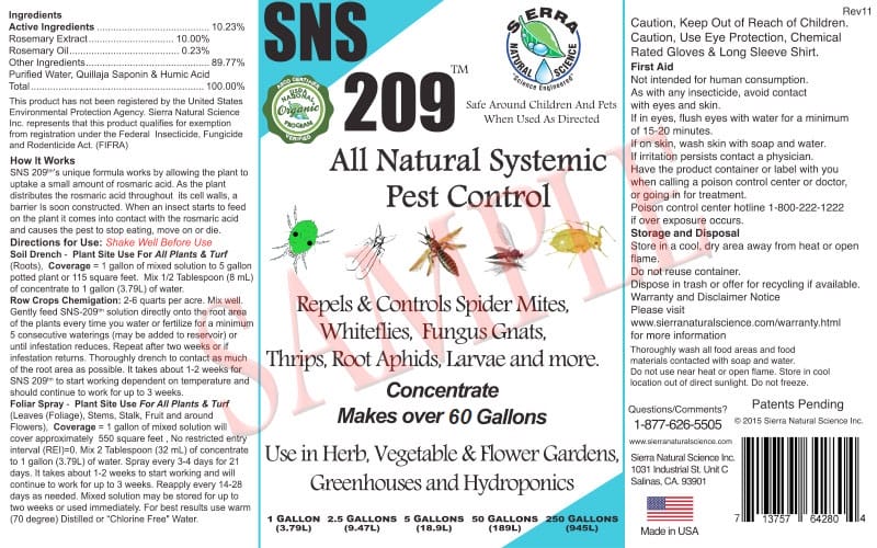 SNS 209 Systemic Pest Control | HTG Supply